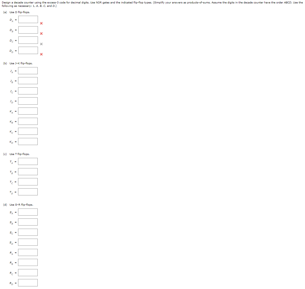 Solved Design a decade counter using the excess-3 ﻿code for | Chegg.com