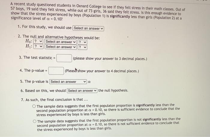 Solved A recent study questioned students in Oxnard College | Chegg.com