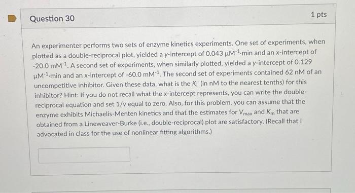 Solved An experimenter performs two sets of enzyme kinetics | Chegg.com