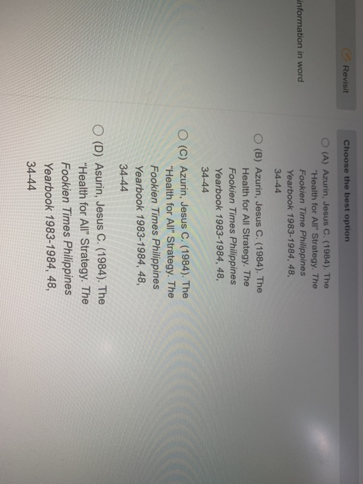 Solved TEST B. PERCEPTUAL ACUITY Identical Information From | Chegg.com