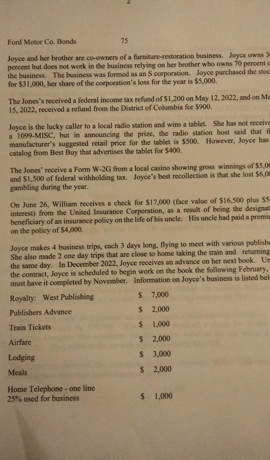 Tax Return Project Acct 604 - Tax Planning for | Chegg.com