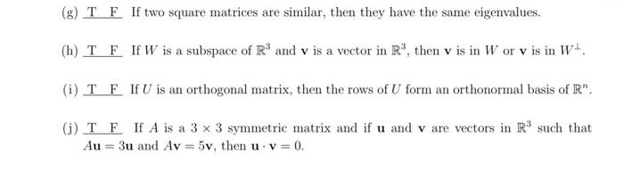 Solved (g) TF If two square matrices are similar, then they | Chegg.com