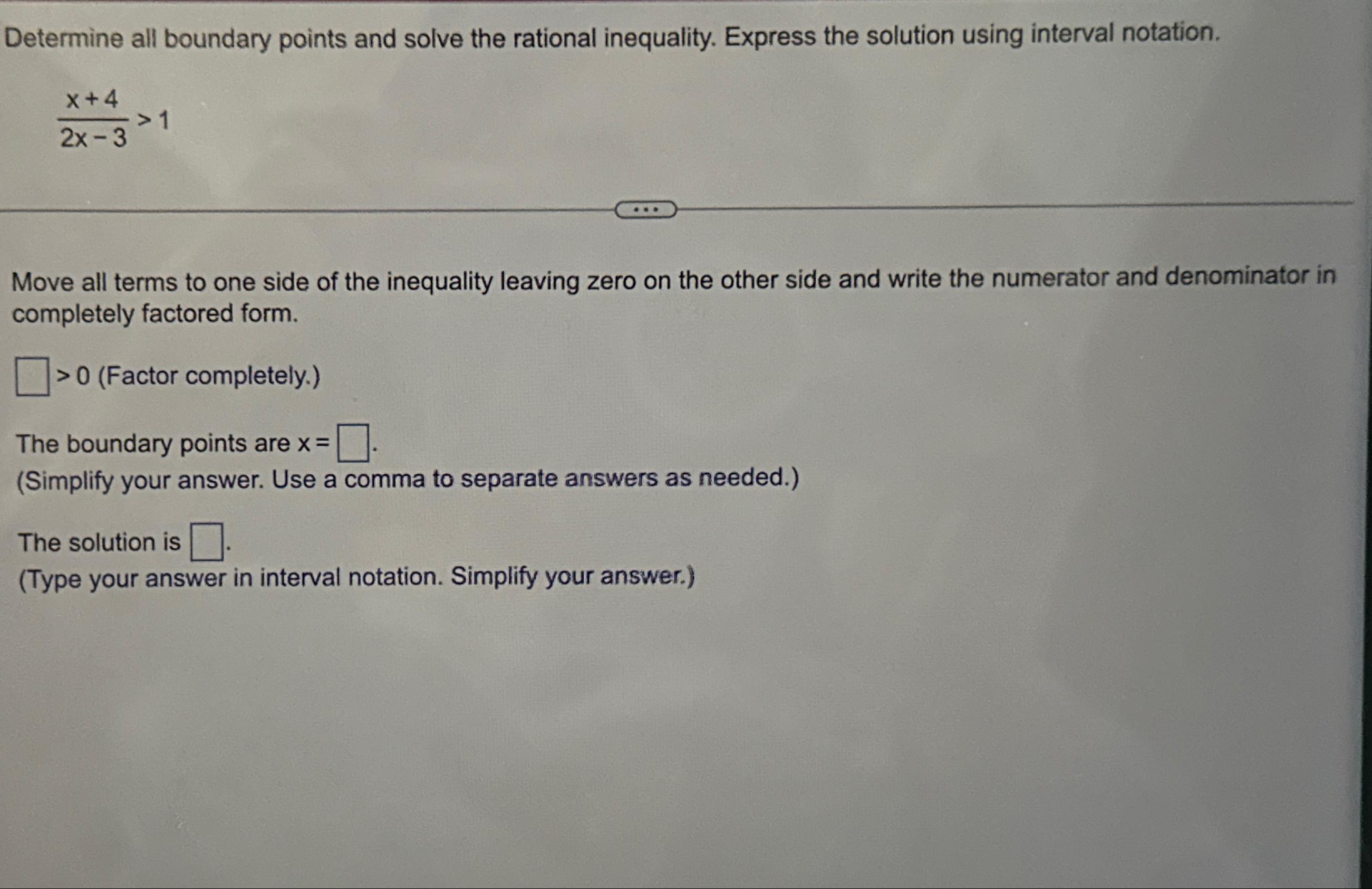 Solved Determine all boundary points and solve the rational | Chegg.com