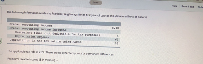 Solved Help Save & Exit Sub The following information | Chegg.com