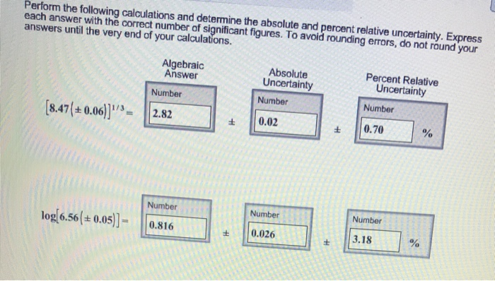 Solved Perform the following calculations and determine the | Chegg.com