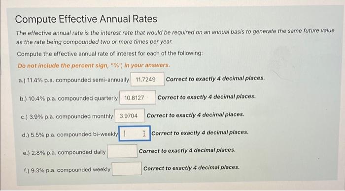 Solved Compute Effective Annual Rates The effective annual | Chegg.com