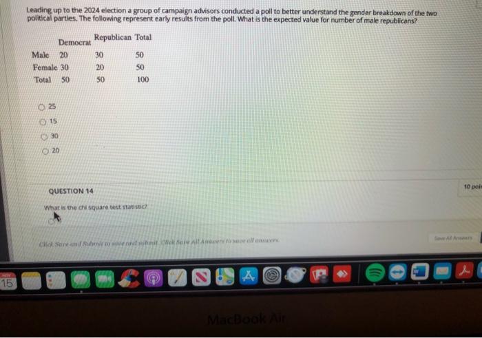 Solved Leading up to the 2024 election a group of campaign | Chegg.com