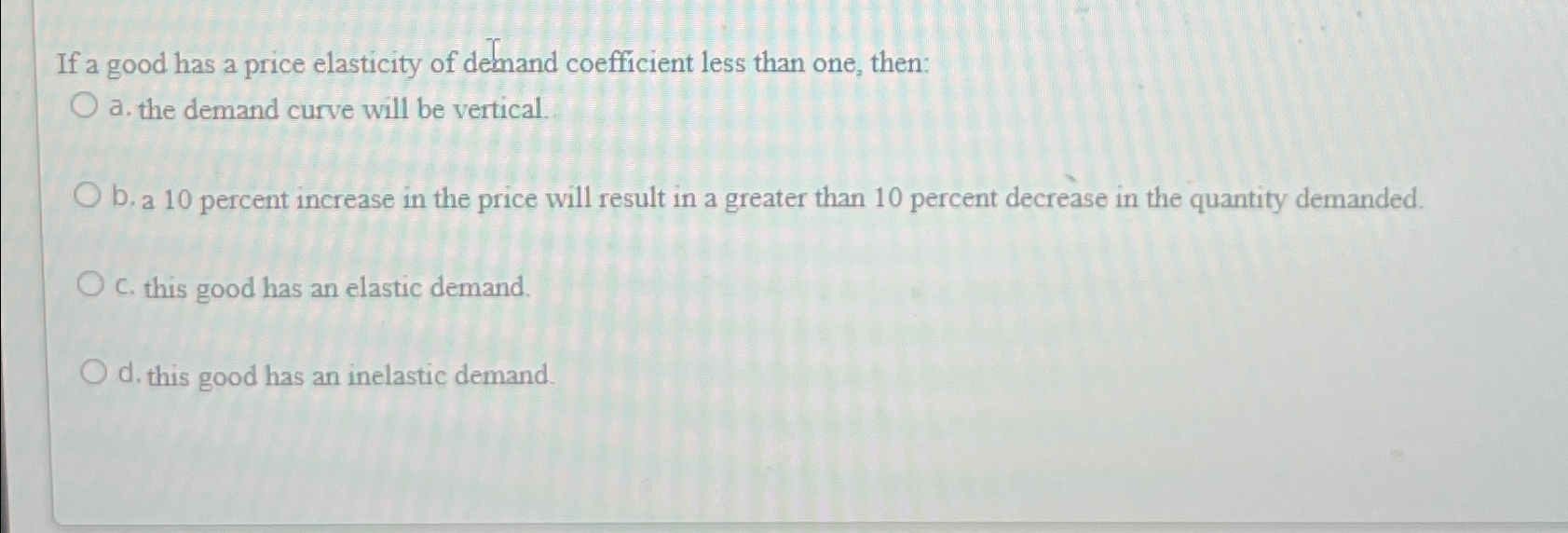 Solved If a good has a price elasticity of demand | Chegg.com