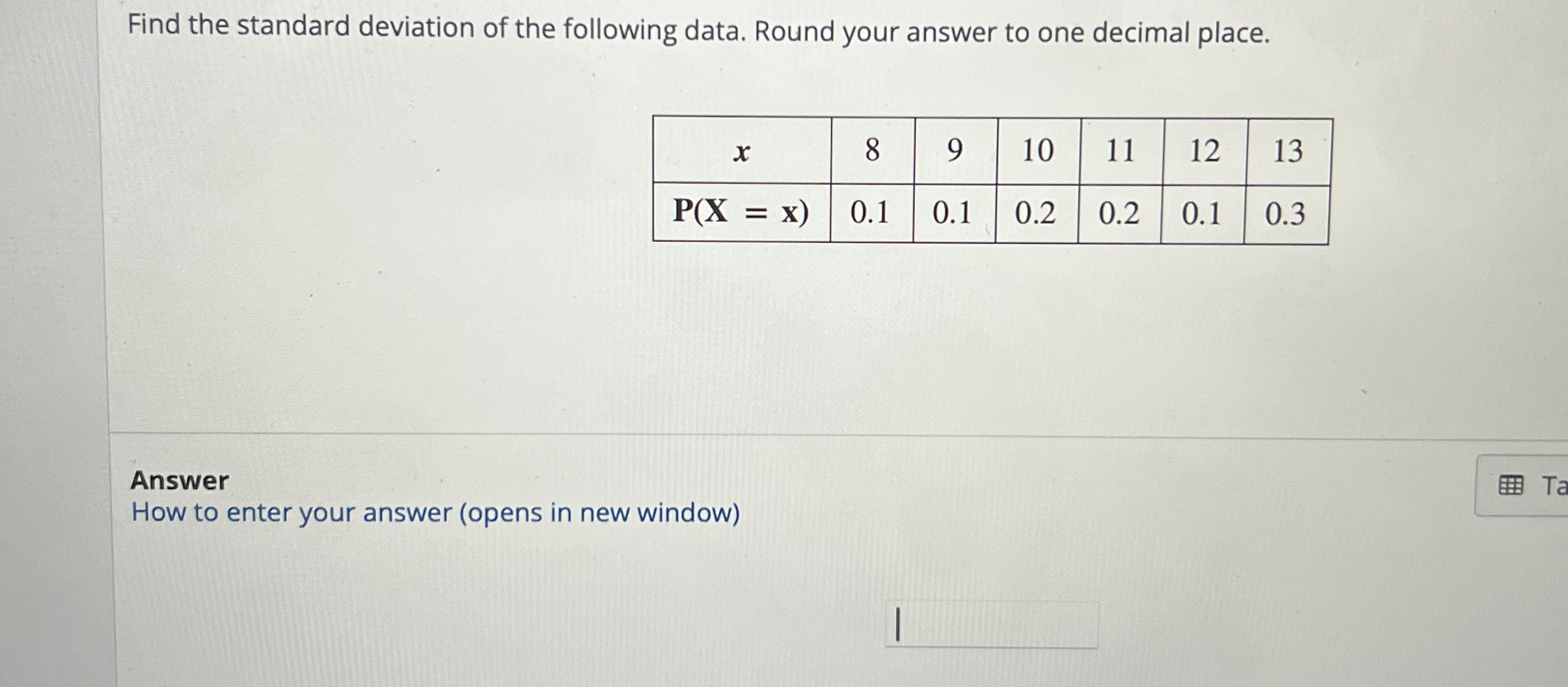 Solved Find the standard deviation of the following data. | Chegg.com