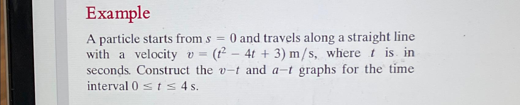 Solved ExampleA particle starts from s=0 ﻿and travels along | Chegg.com