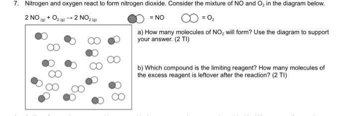 Solved 7. Nitrogen and oxygen react to form nitrogen | Chegg.com