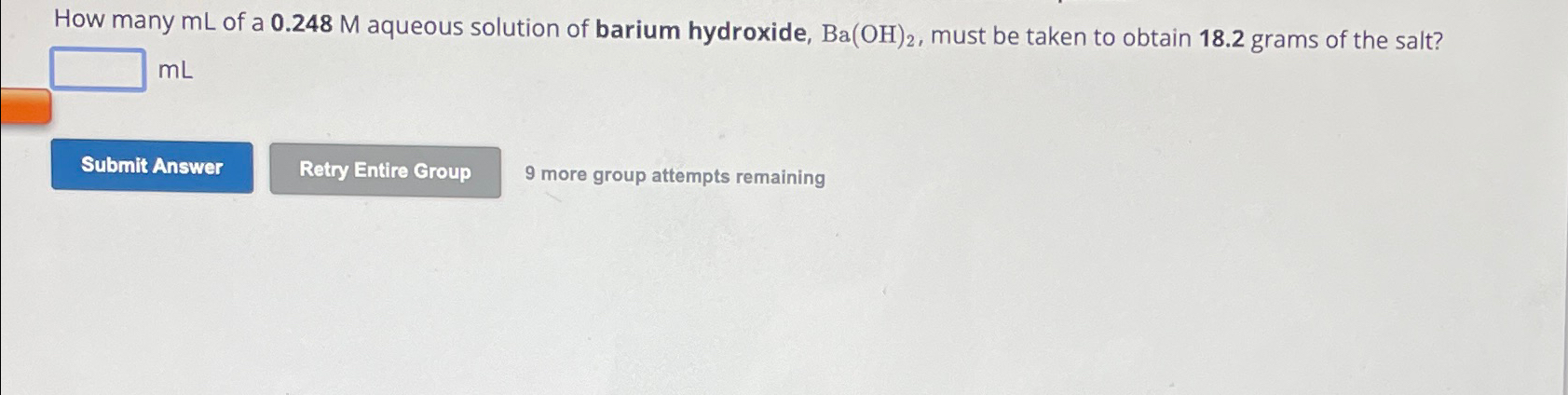 Solved How many mL ﻿of a 0.248M ﻿aqueous solution of barium | Chegg.com