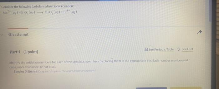 Solved Consider the following (unbalanced) net ionic | Chegg.com