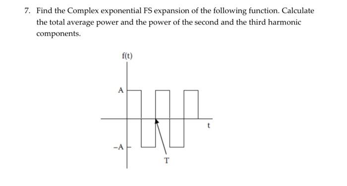 Solved 7. Find the Complex exponential FS expansion of the | Chegg.com