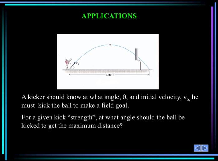 Solved A kicker should know at what angle, θ, and initial | Chegg.com