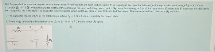 Solved The diagram below shows a simple camera flash circuit | Chegg.com
