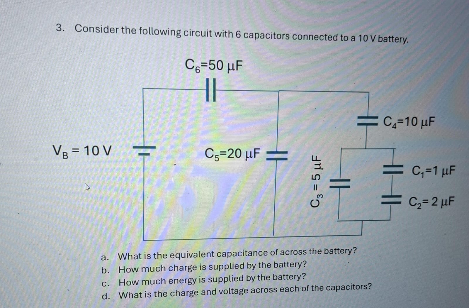 Consider the following circuit with 6 ﻿capacitors | Chegg.com