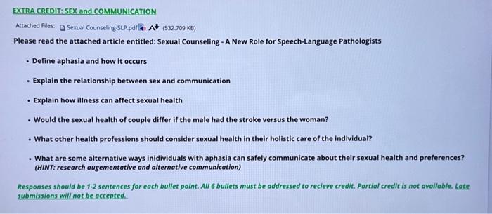 Please read the attached article entitled: Sexual | Chegg.com