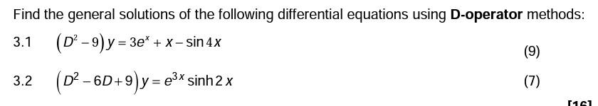 Solved Find the general solutions of the following | Chegg.com