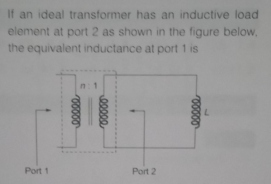 Solved If an ideal transformer has an inductive load element | Chegg.com