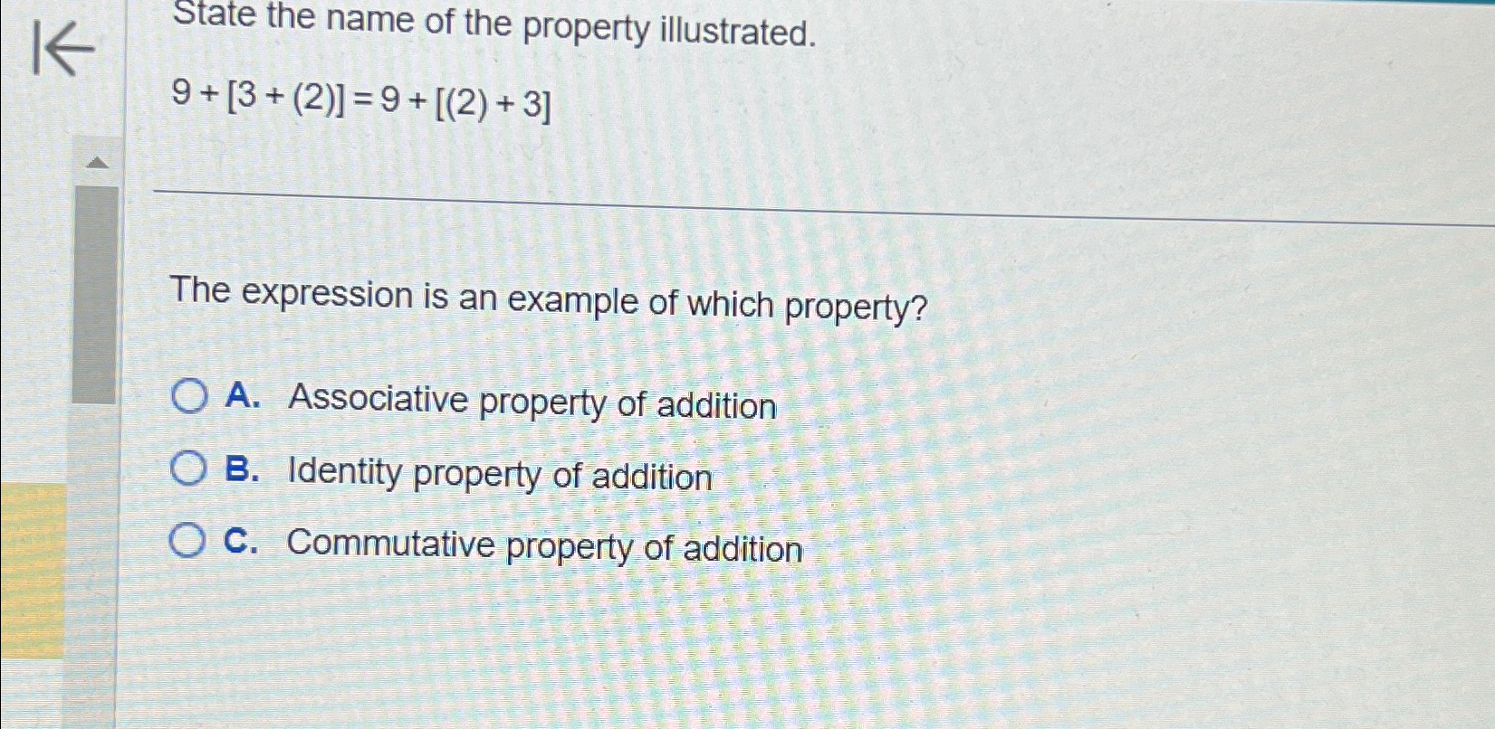 Solved State the name of the property | Chegg.com