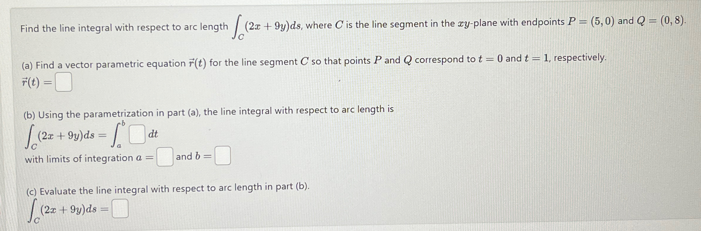 Solved Find the line integral with respect to arc length | Chegg.com