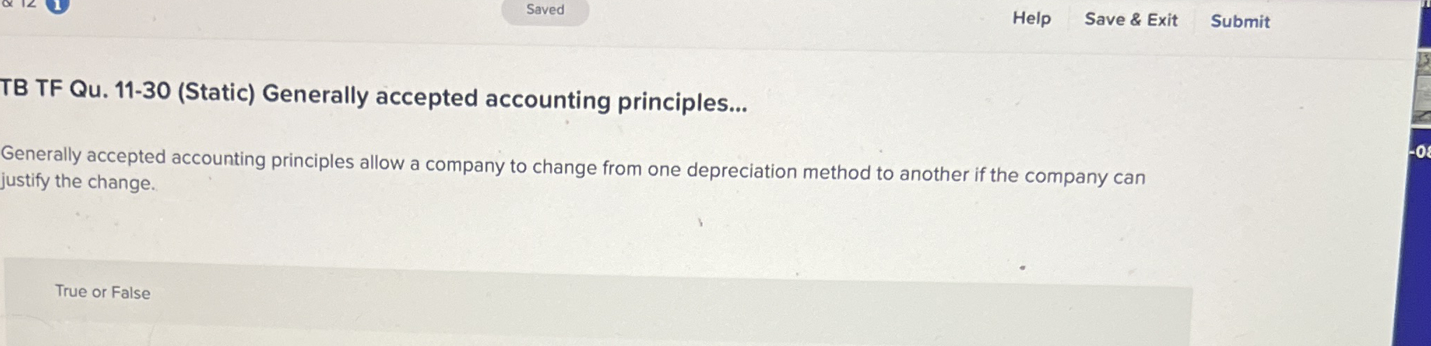 Solved TB TF Qu. 11-30 (Static) ﻿Generally accepted | Chegg.com