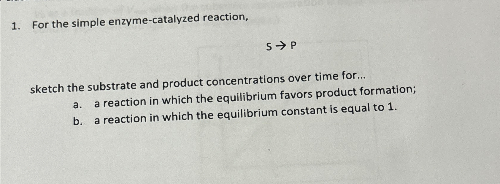 Solved For the simple enzyme-catalyzed reaction,S→Psketch | Chegg.com