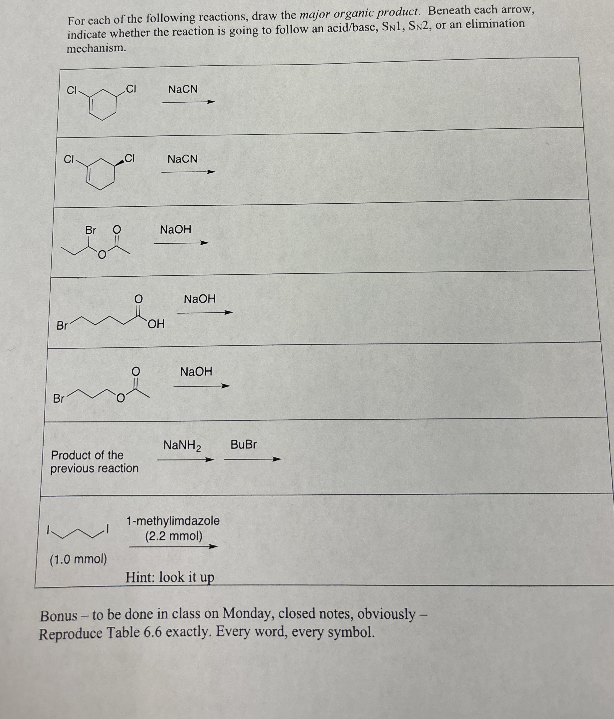 Solved For each of the following reactions, draw the major | Chegg.com