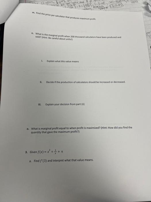 2. The table below gives the quantity of calculators | Chegg.com