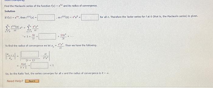 Solved Find the Maclaurin series of the function f(x) = ex | Chegg.com