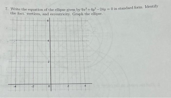 Solved 7. Write the equation of the ellipse given by | Chegg.com