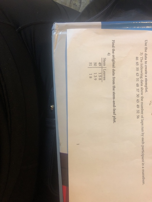 Solved Use The Data To Create A Stemplot 3 The Following