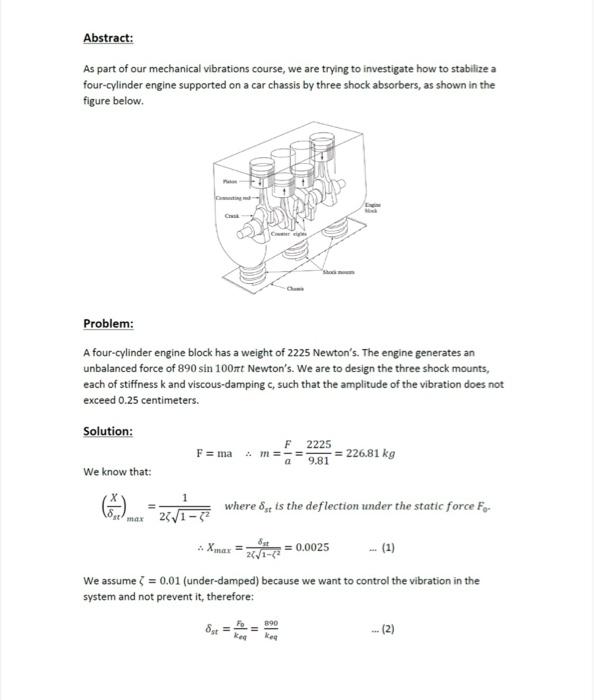 Solved 1) Select a practical rotating unbalance vibration | Chegg.com