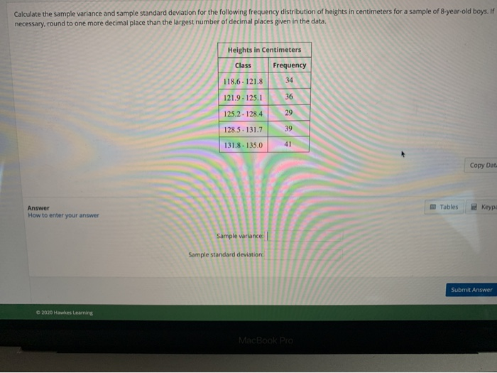 Solved Calculate the sample variance and sample standard | Chegg.com