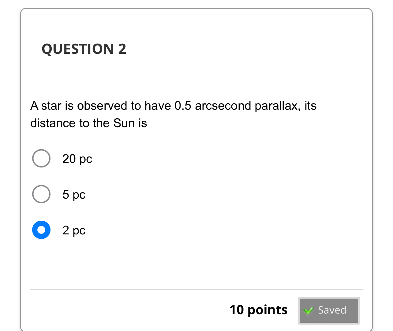 Solved QUESTION 2A star is observed to have 0.5 ﻿arcsecond | Chegg.com