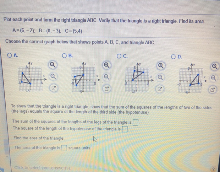 Solved Plot each point and form the right triangle ABC. | Chegg.com