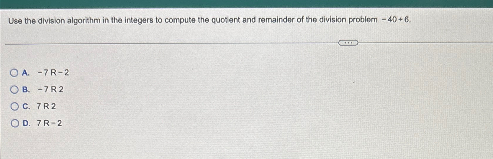 Solved Use the division algorithm in the integers to compute | Chegg.com