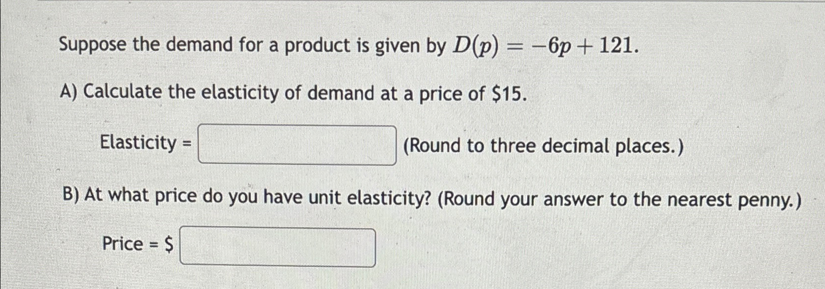 Solved Suppose the demand for a product is given by | Chegg.com