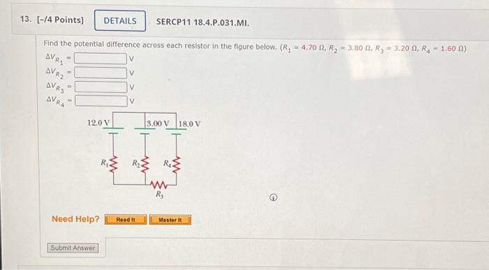 Solved Find the potential difference across each resistor in | Chegg.com