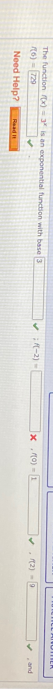 Solved The function f(x)=3x ﻿is an exponential function with | Chegg.com