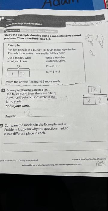 Solved Study the example showing using a model to solve a | Chegg.com