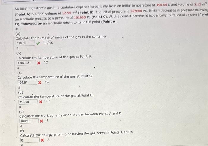 Solved (Point A) to a final volume of 12.90 m3 (Point B). | Chegg.com