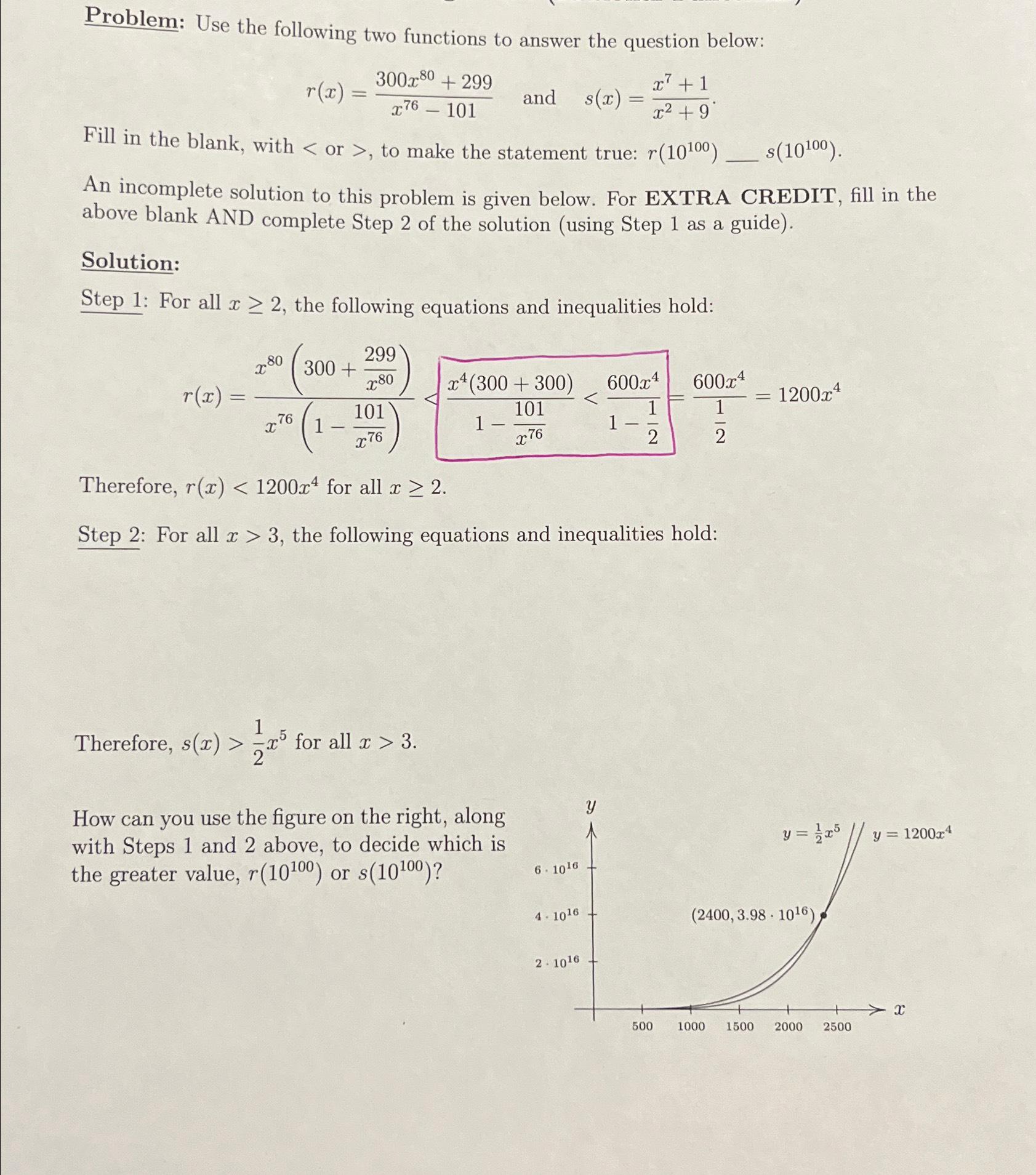 Solved Problem: Use the following two functions to answer | Chegg.com