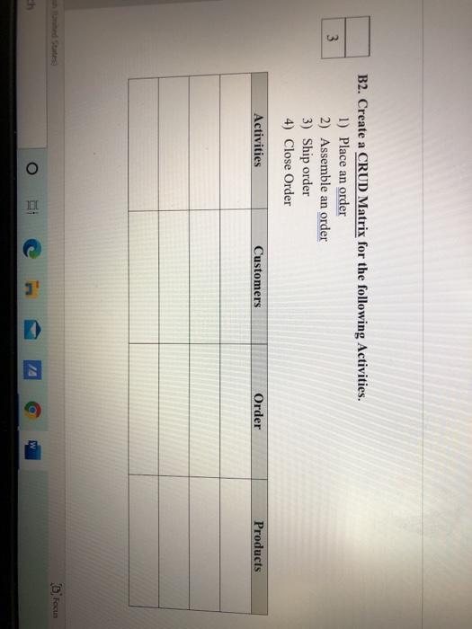 Solved 3 B2. Create a CRUD Matrix for the following | Chegg.com
