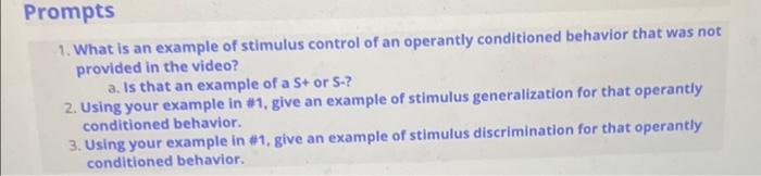 Solved 1. What is an example of stimulus control of an | Chegg.com