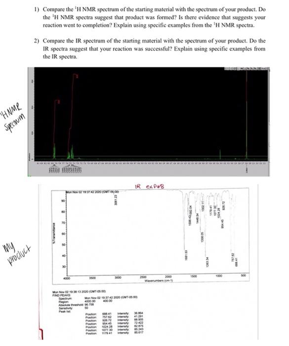 1) Compare the 'H NMR spectrum of the starting | Chegg.com