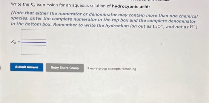 Solved Write the Ka expression for an aqueous solution of | Chegg.com