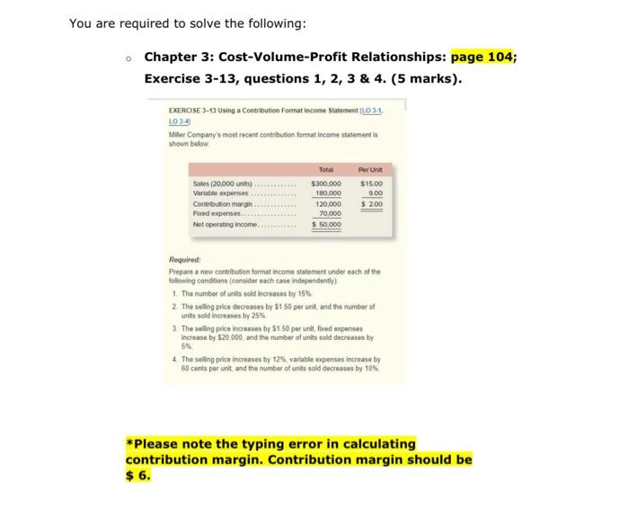 Solved You are required to solve the following: - Chapter 3: | Chegg.com