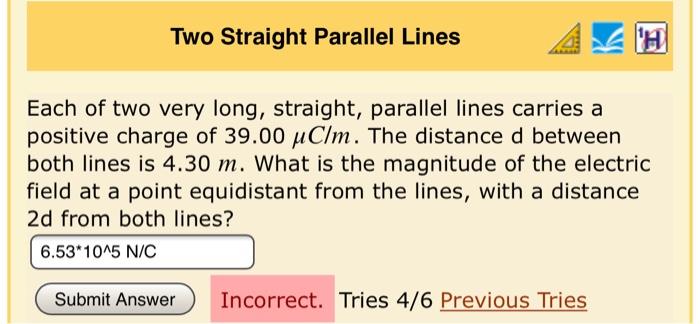 Solved Two Straight Parallel Lines Each of two very long, | Chegg.com